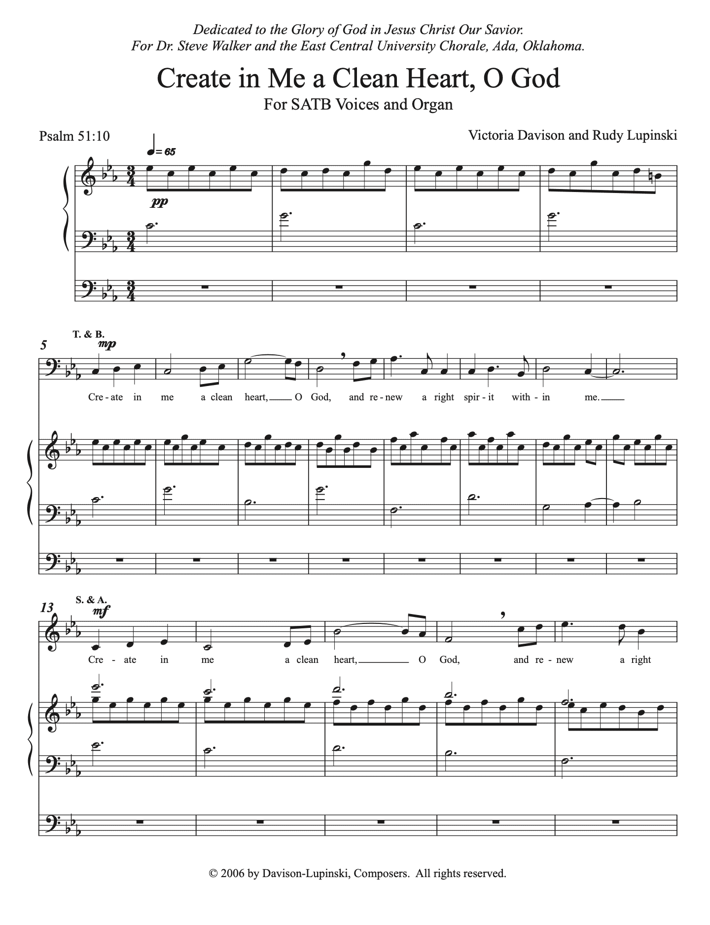 Create in Me a Clean Heart O God – Victoria Davison & Rudy Lupinski ...